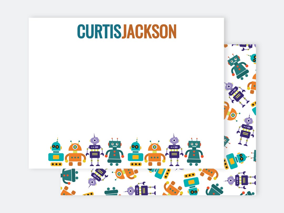 Note Card Template/printable Children Stationery/robot Note - Etsy