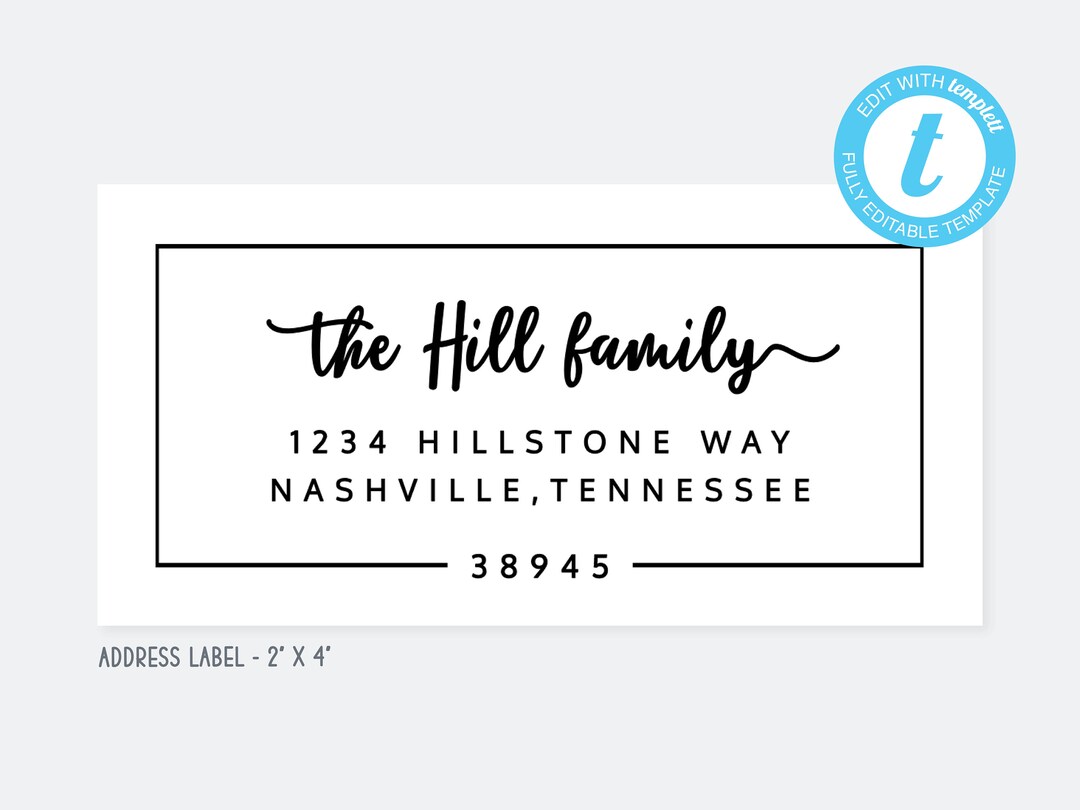 Address Label Sticker Template: 2"x4" Mailing Label (digital Download ...