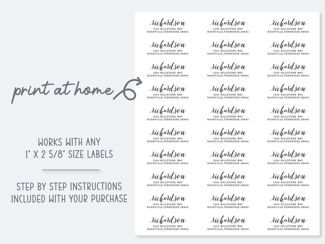 Minimal Return Address Label Template for Envelopes/digital Download ...