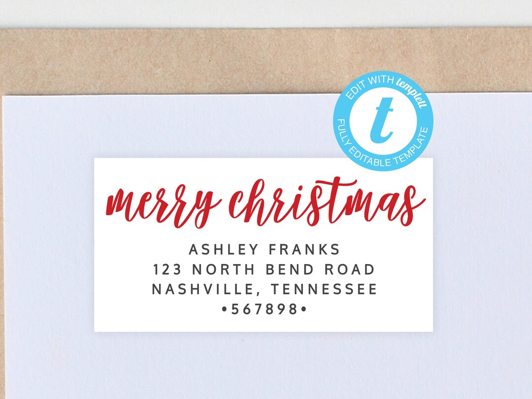 Christmas Address Labels/recipient Address Label/printable Address ...