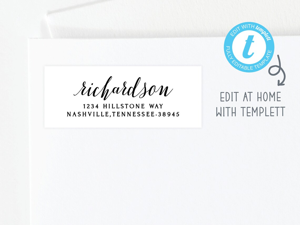 Minimal Return Address Label Template for Envelopes/digital Download ...