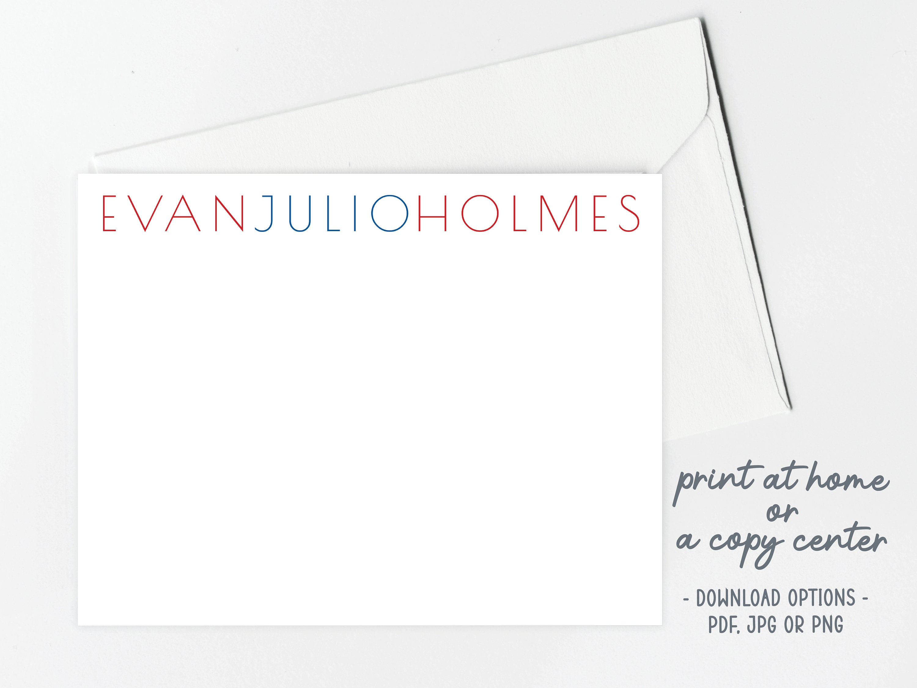 Note Card Template/printable Stationery/custom Notecard/personalized ...