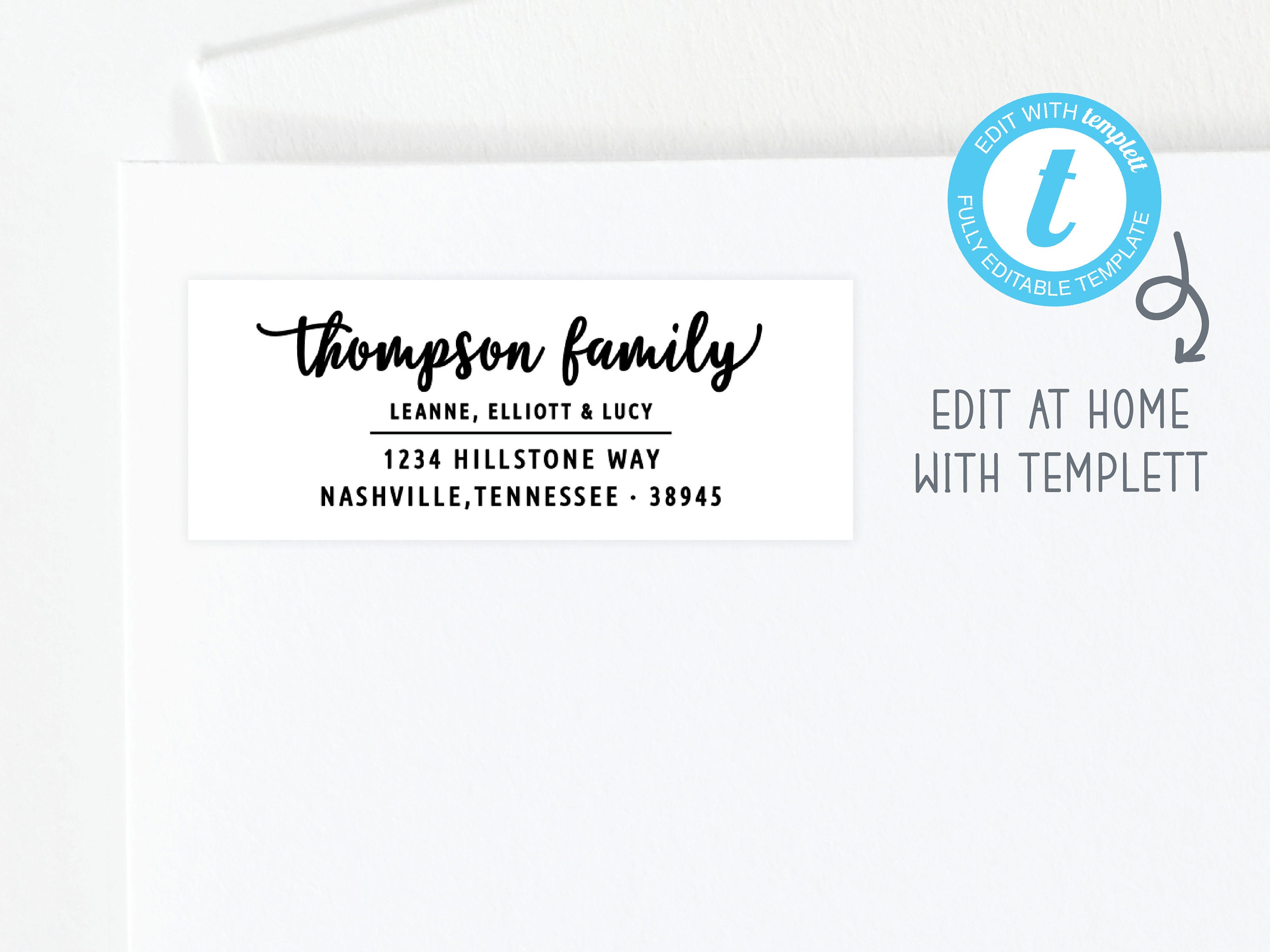 Custom Family Printable Return Address Label Template Digital - Etsy