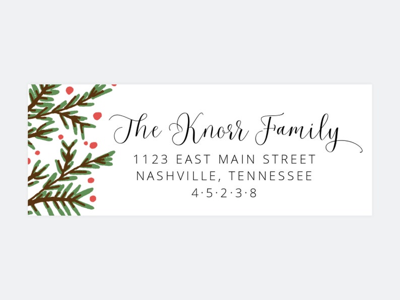 Christmas Address Labels: Printable Recipient Template (digital ...