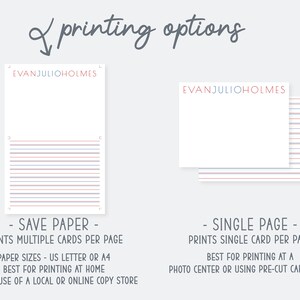 Note Card Template/printable Stationery/custom Notecard/personalized ...