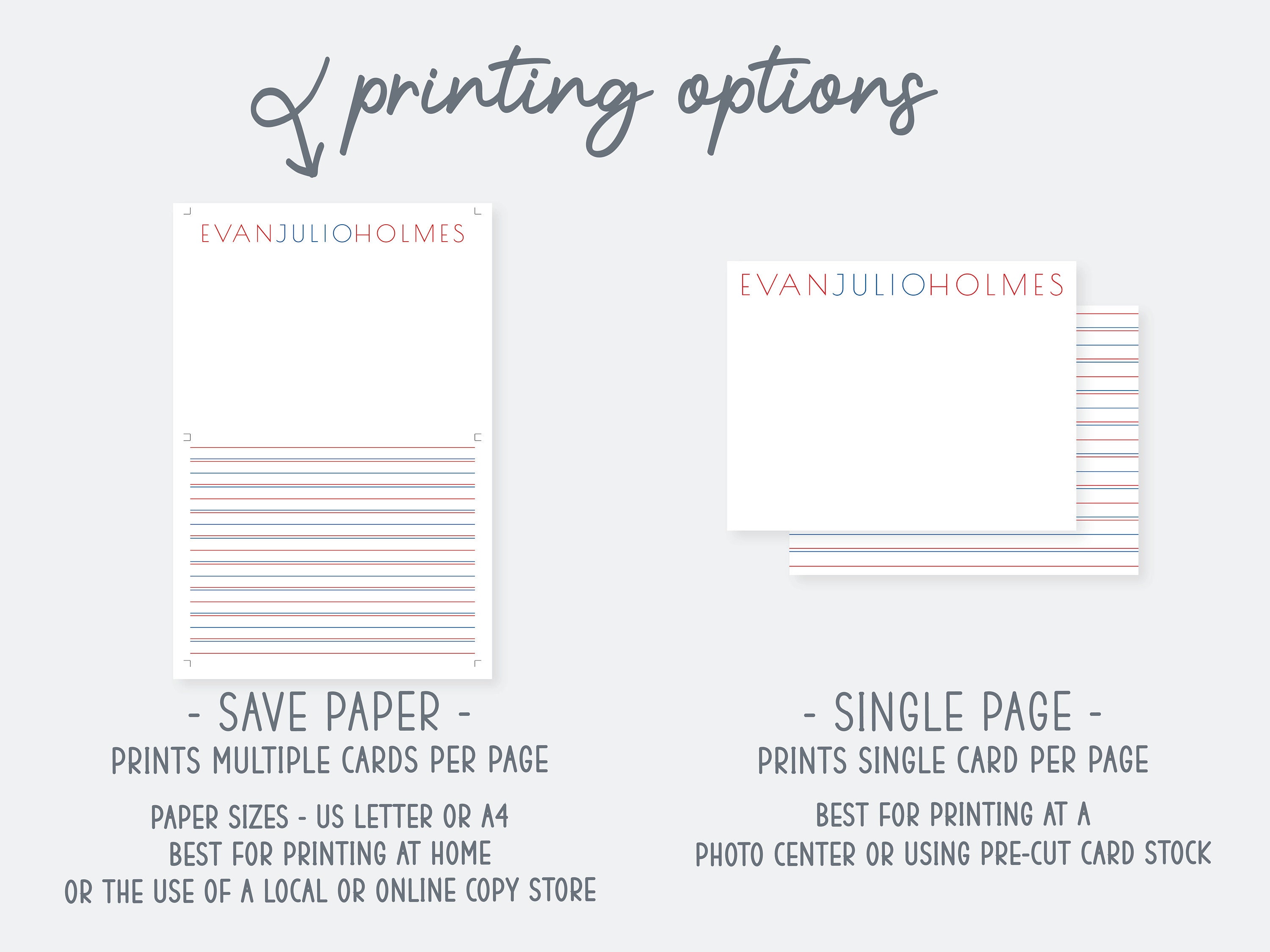 Note Card Template/printable Stationery/custom Notecard/personalized ...