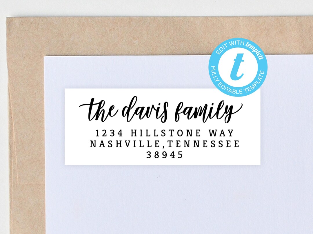 Printable Return or Recipient Wedding Party Address Label Template, DIY ...