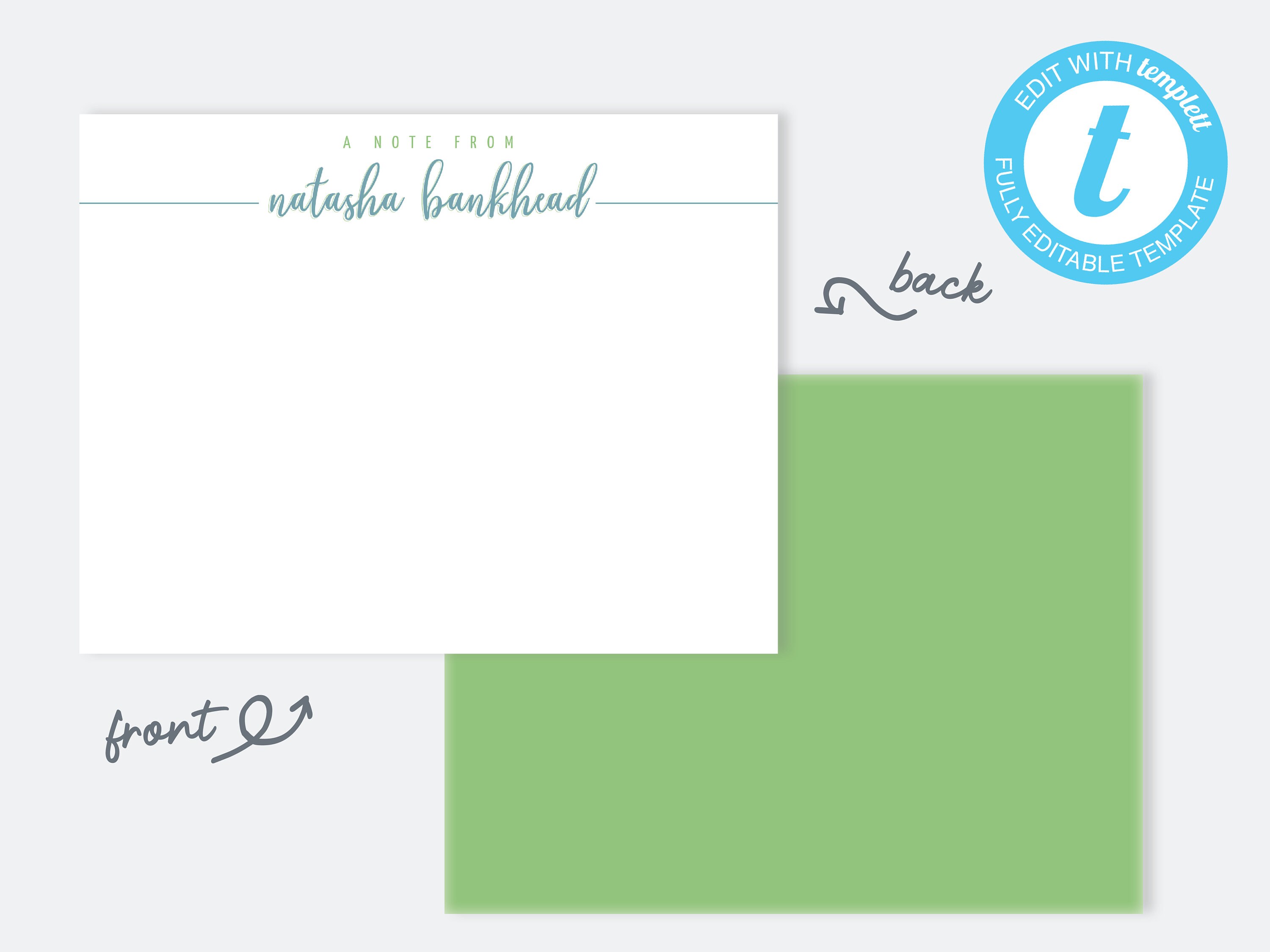 Note Card Template/printable Family Stationery/custom - Etsy