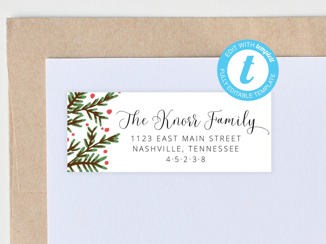 Christmas Address Labels: Printable Recipient Template (digital ...