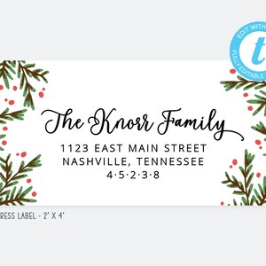 Christmas Address Labels/recipient Address Label/printable Address ...