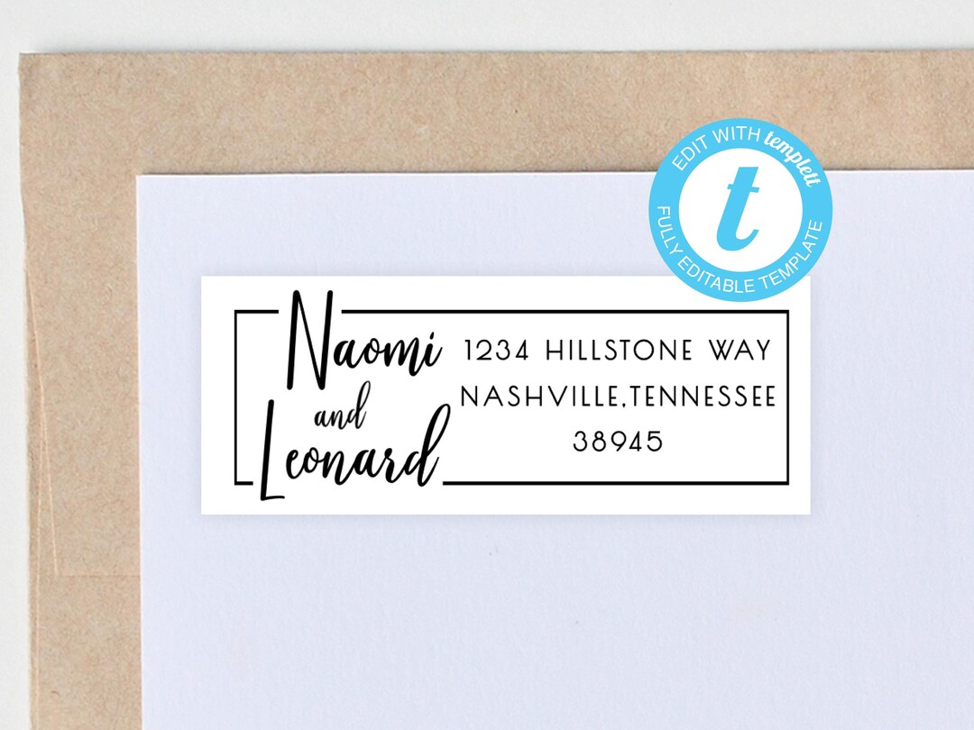 Custom Printable Return Address Label Template Digital Download ...