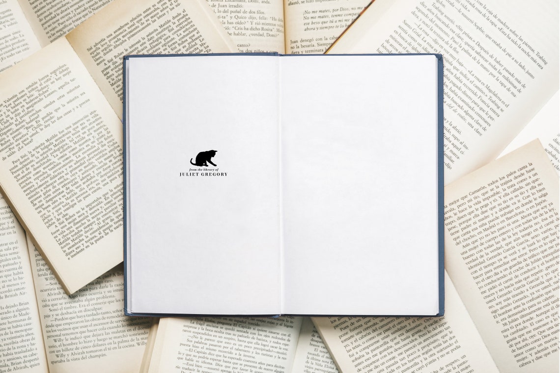 Cat Library Stamp or Book Stamp From the Library of - Etsy