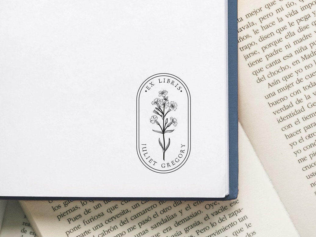 Vintage Floral Library Stamp or Book Stamp From the Library - Etsy