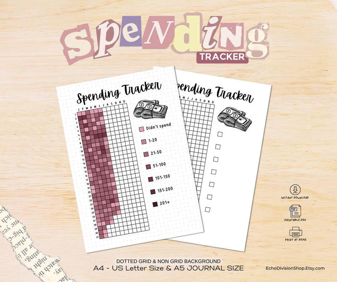 Spending Tracker PRINTABLE Journal Page Planner Page Spending Log ...