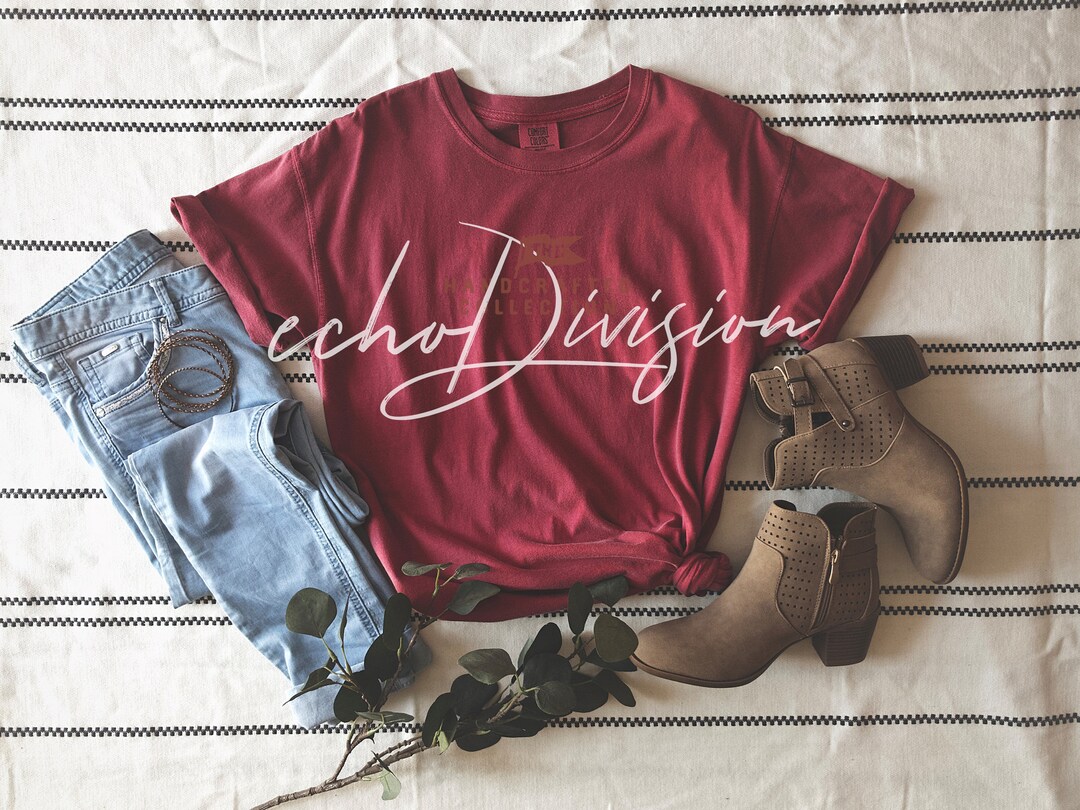 Shirt Mockup Comfort Colors Crimson Garment Dyed Heavyweight Ringspun ...