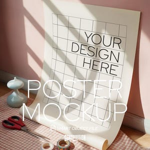 Curled Edge Poster Mockup PSD, Vertical DIN A Print Template, Soft Pink ...
