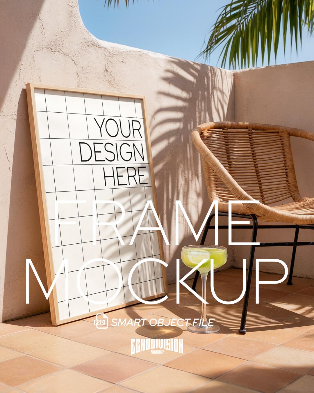 Outdoor Frame Mockup: DIN A Vertical Poster, Sunlit Patio (PSD) - Etsy