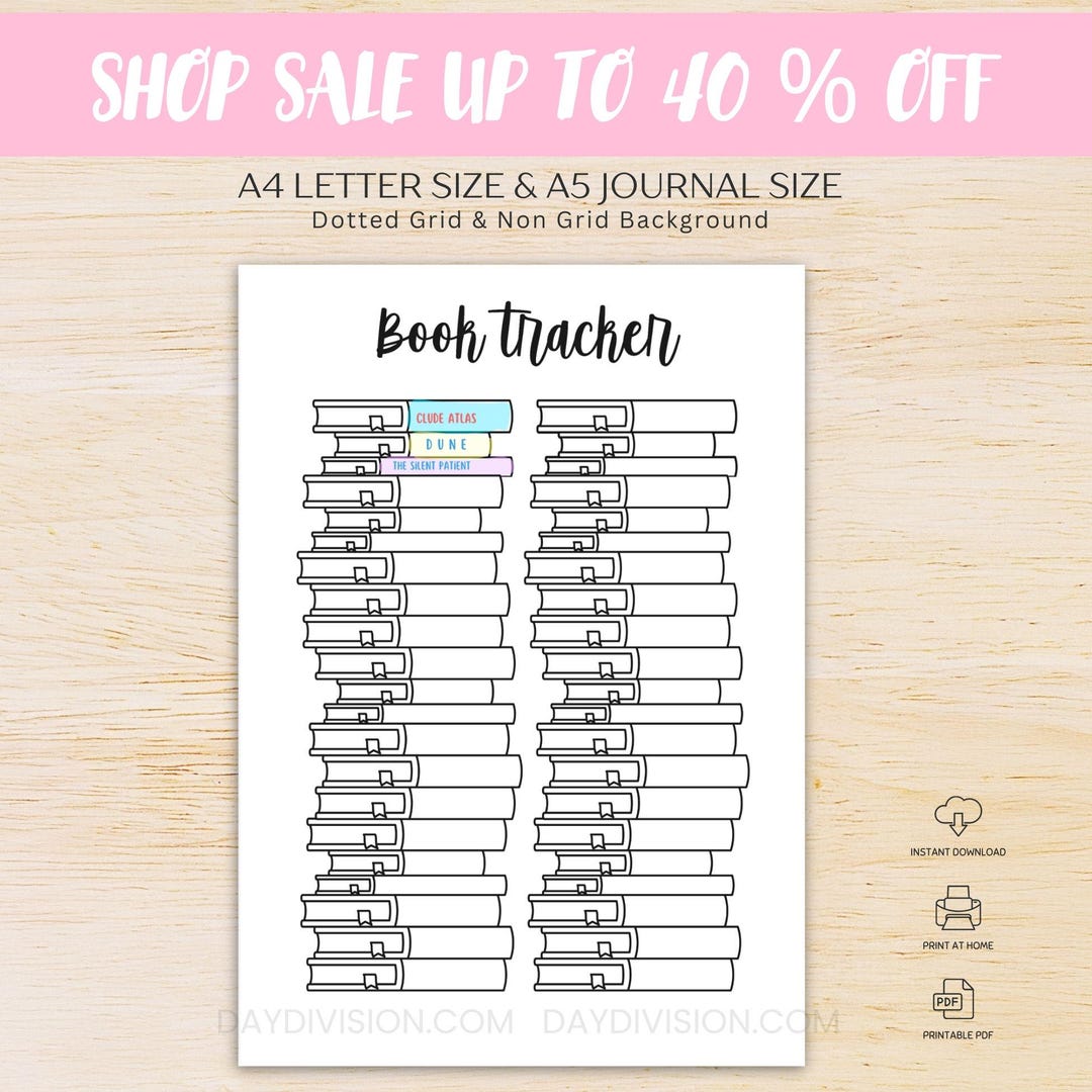 Book Spine Tracker | Reading List Template | A4 & A5 Book Journal ...