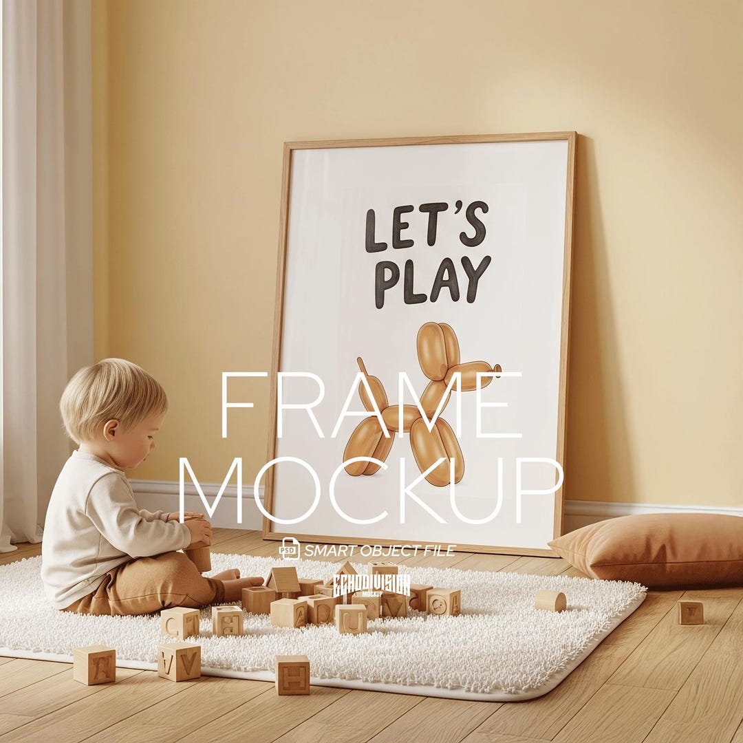 Nursery Poster Mockup: Toddler Room Scene, Leaning Frame (PSD File) - Etsy