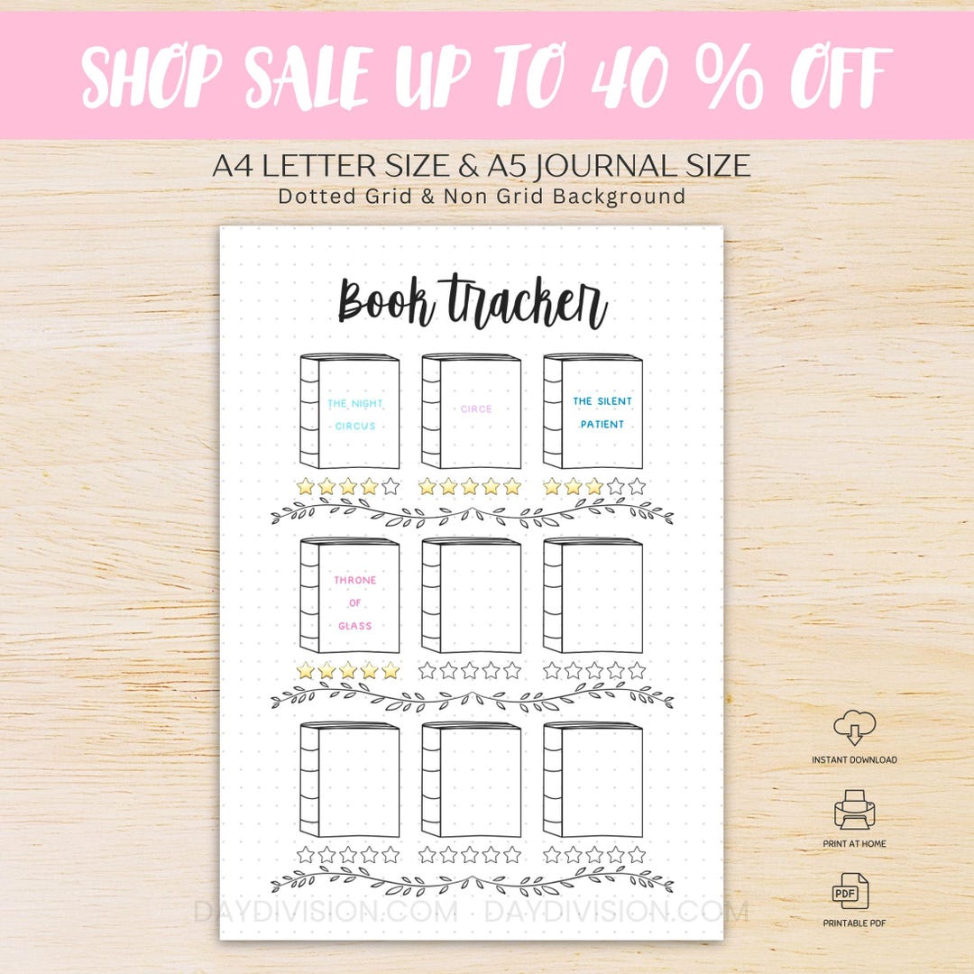 Book Tracker Printable | Visual Reading Log | 5-star Rating System ...