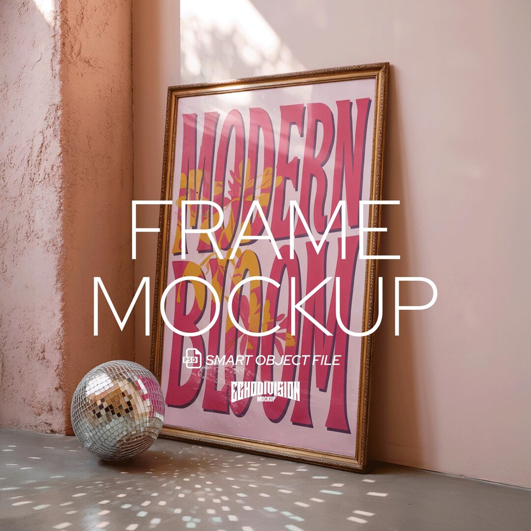 Gold Frame Mockup | Disco Ball Party Art PSD – DIN A Artwork Mockup ...