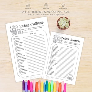 USA Reading Challenge Tracker | 50 States Reading List | Book Journal ...