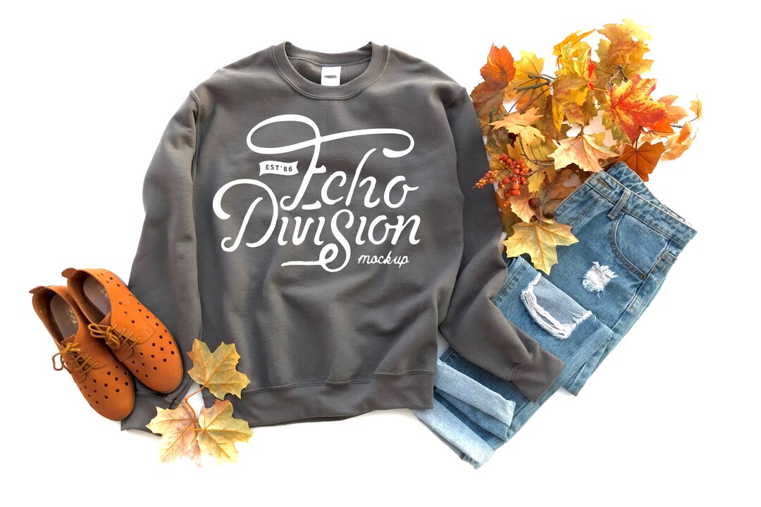 Fall Mockup Sweatshirt Mockup Gildan Mockup Charcoal Heavy Blend ...