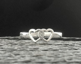 Double Heart Ring - Etsy