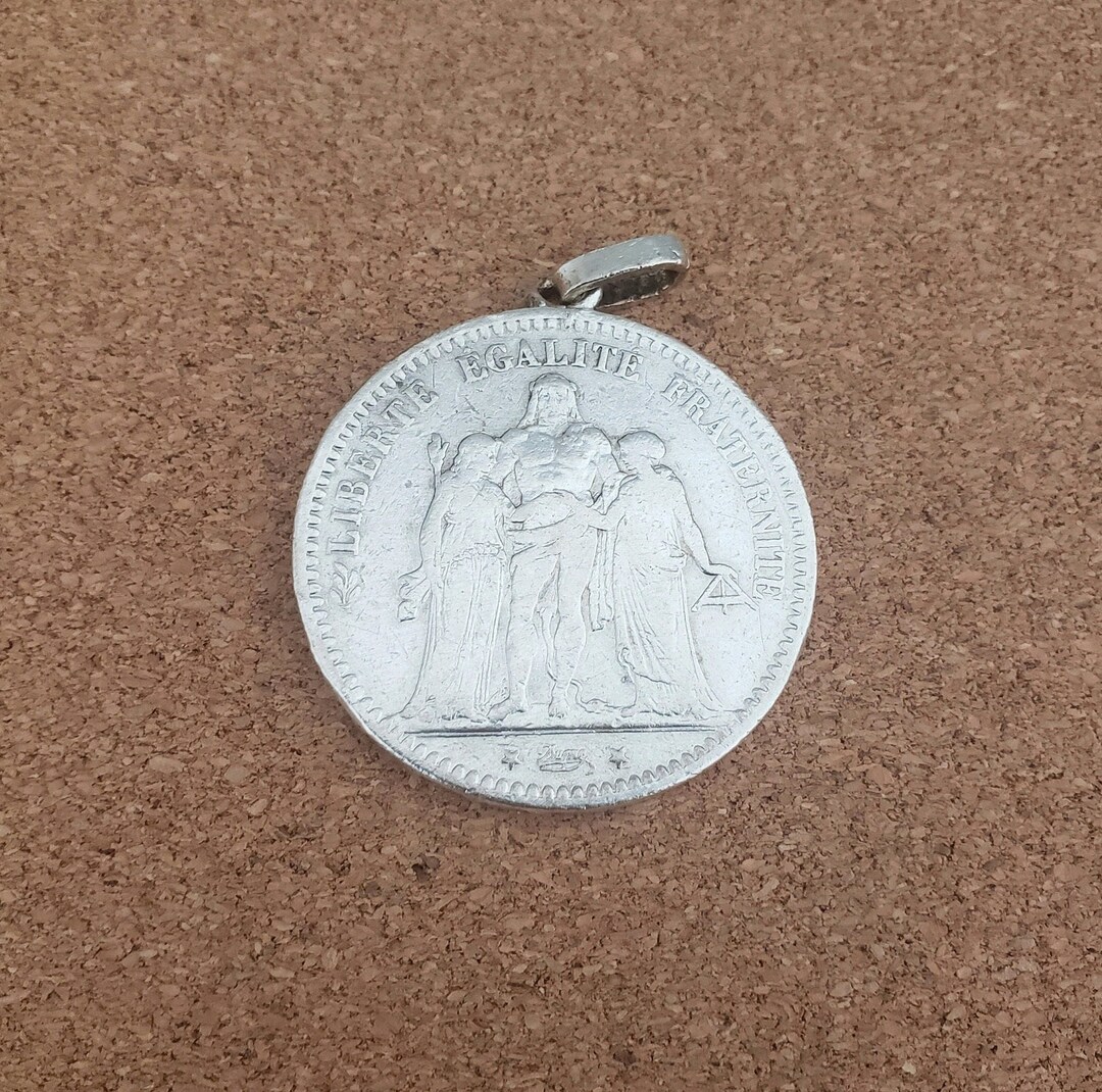 Antique Silver 1873 5 Francs Coin Pendant | French Jewelry - Etsy