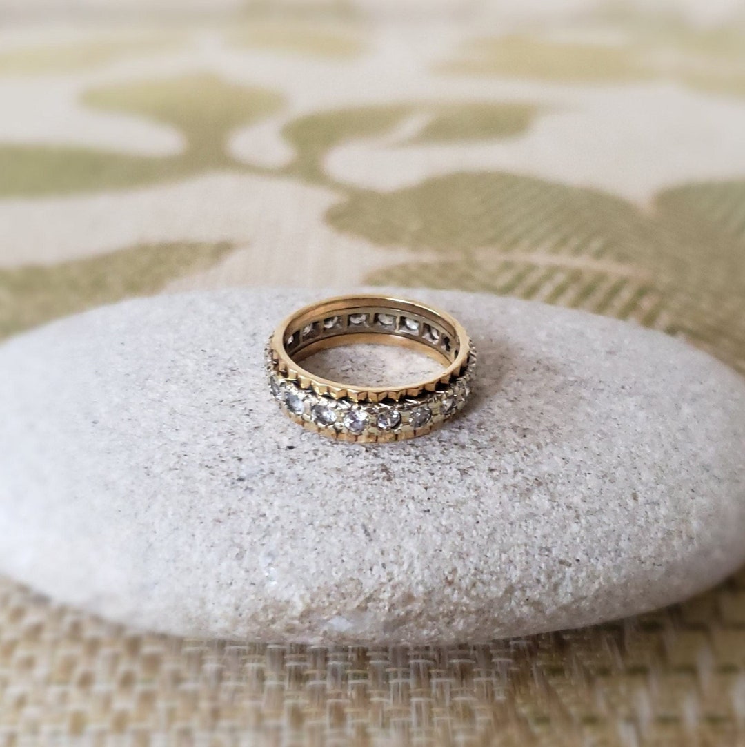 Vintage 9ct Gold and Clear Paste Eternity Ring, Mid Century Jewelry ...
