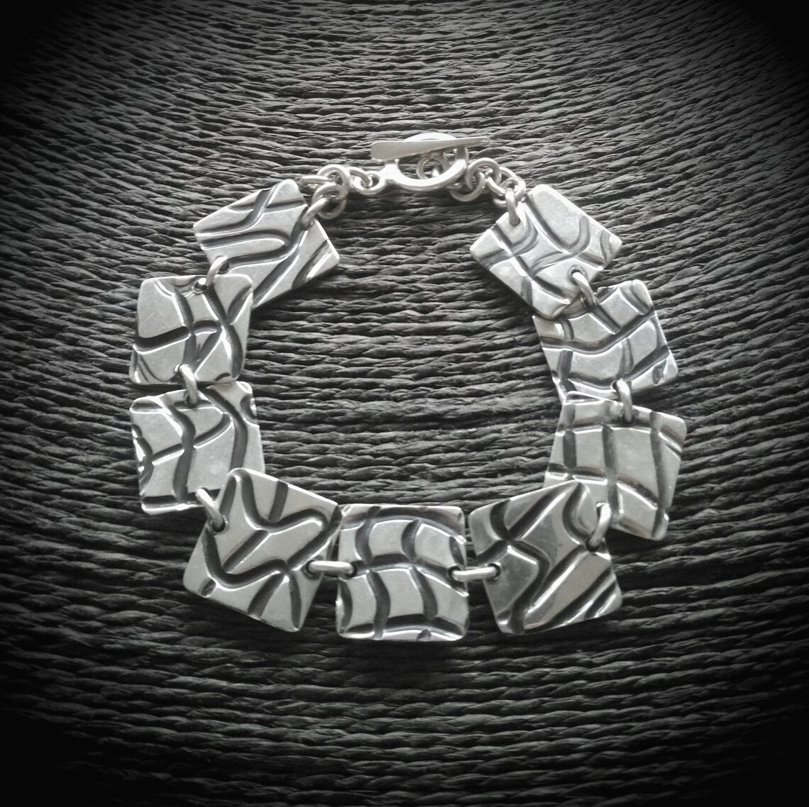 Vintage Sterling Silver Abstract Squares Panel Bracelet | Etsy