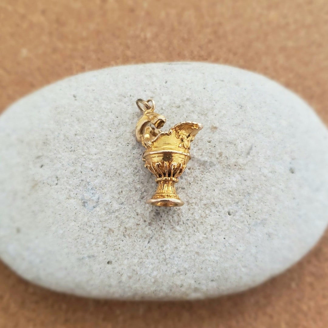 Vintage 9ct Gold Chalice Cup Charm | Mid Century Jewelry - Etsy