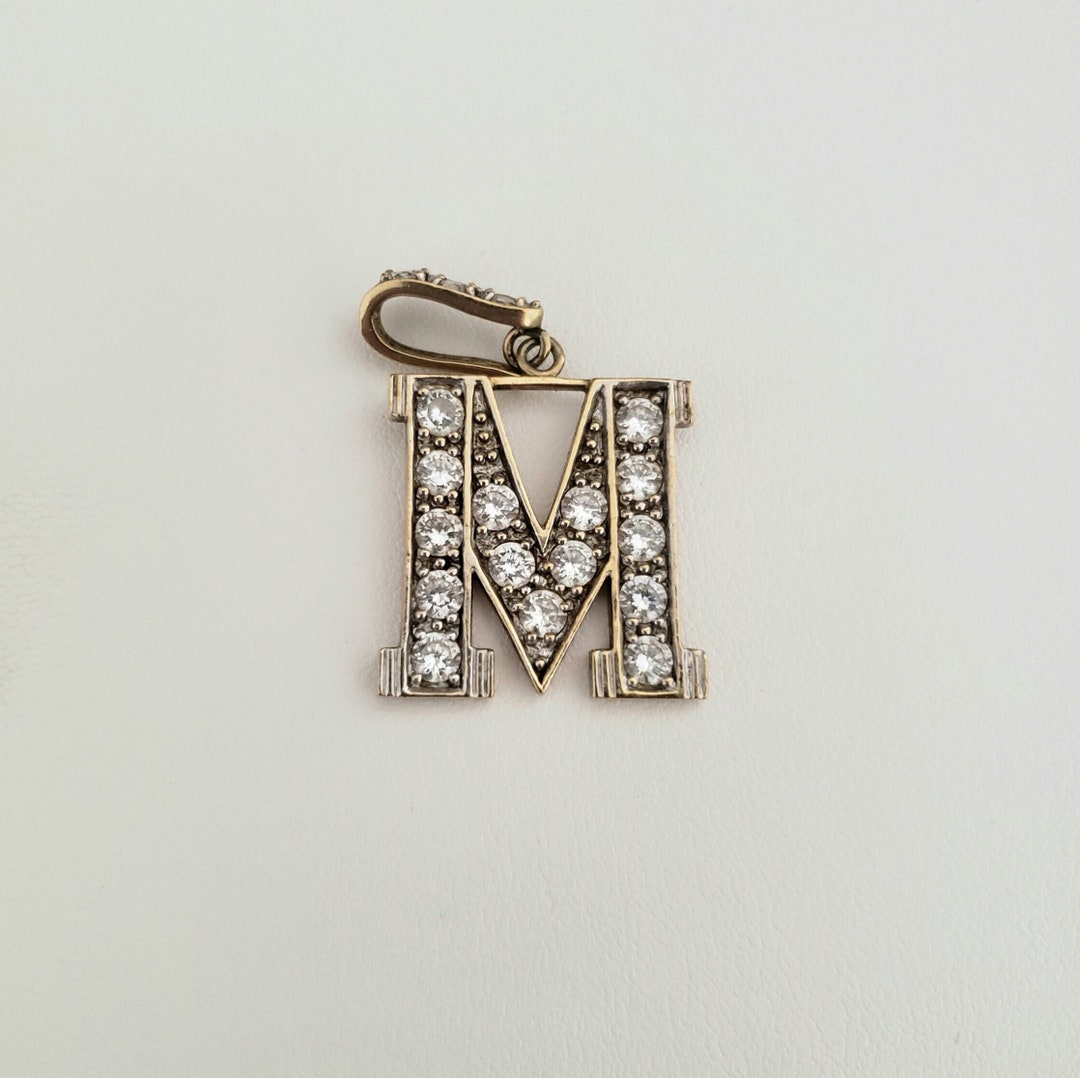 Vintage 9ct Gold and CZ Letter 'M' Pendant | Mid Century Jewelry - Etsy
