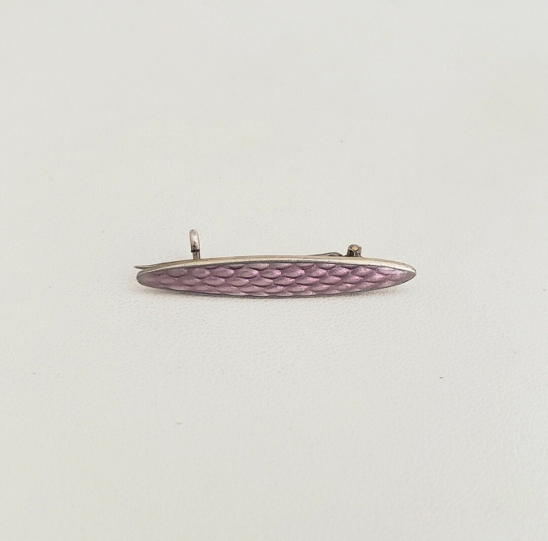 Rare Antique Sterling Silver And Purple Enamel Brooch By Ole Nicolai