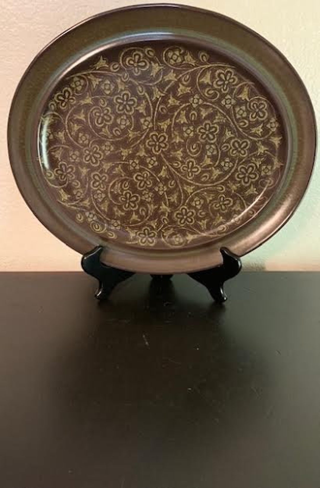 Fantastic Vintage 60s Brown and Green Ceramic Franciscan Ware Oval ...