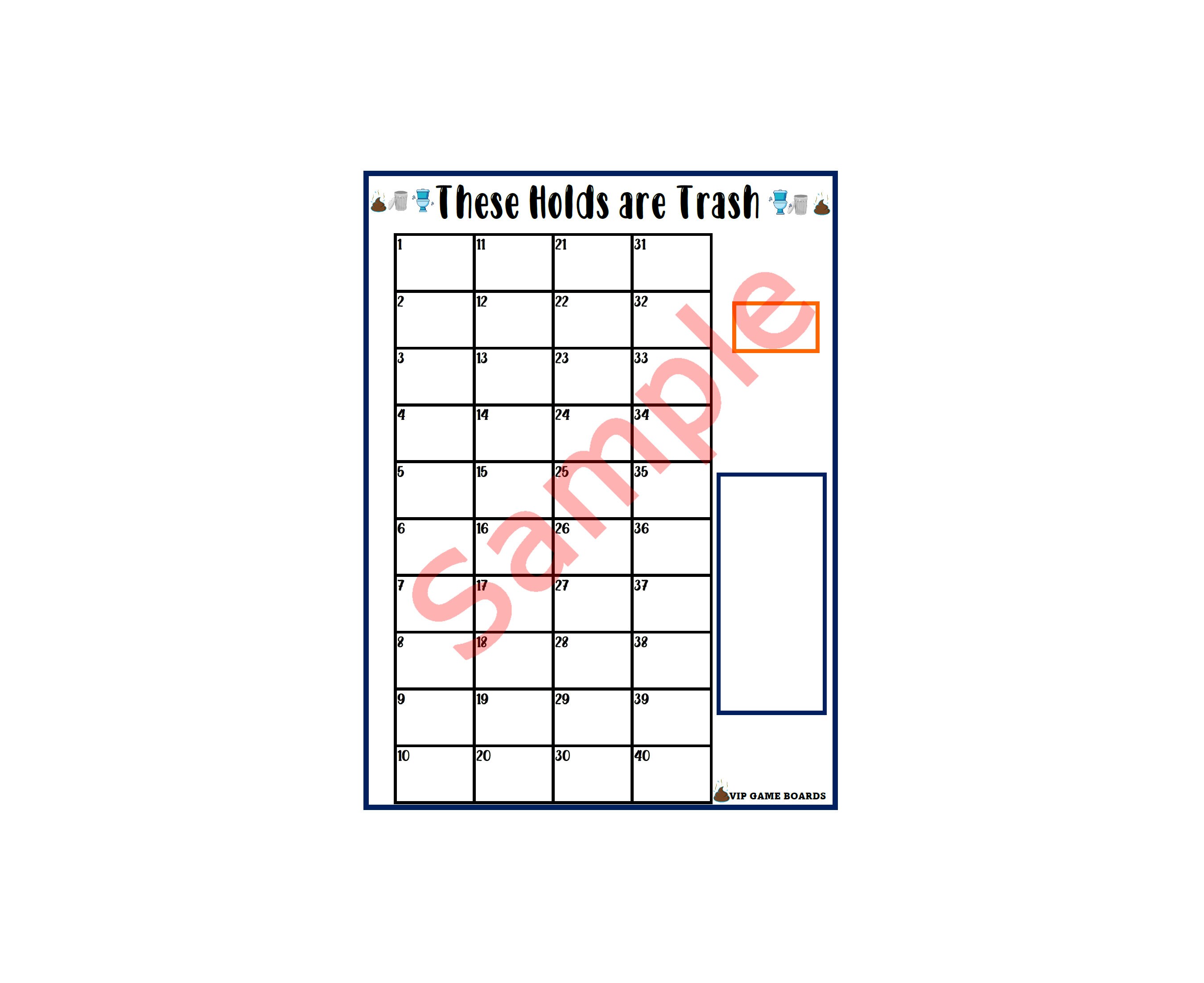 Holds Bingo These Cards Are Trash Theme. 25 Cards, 3 Balls per Number ...