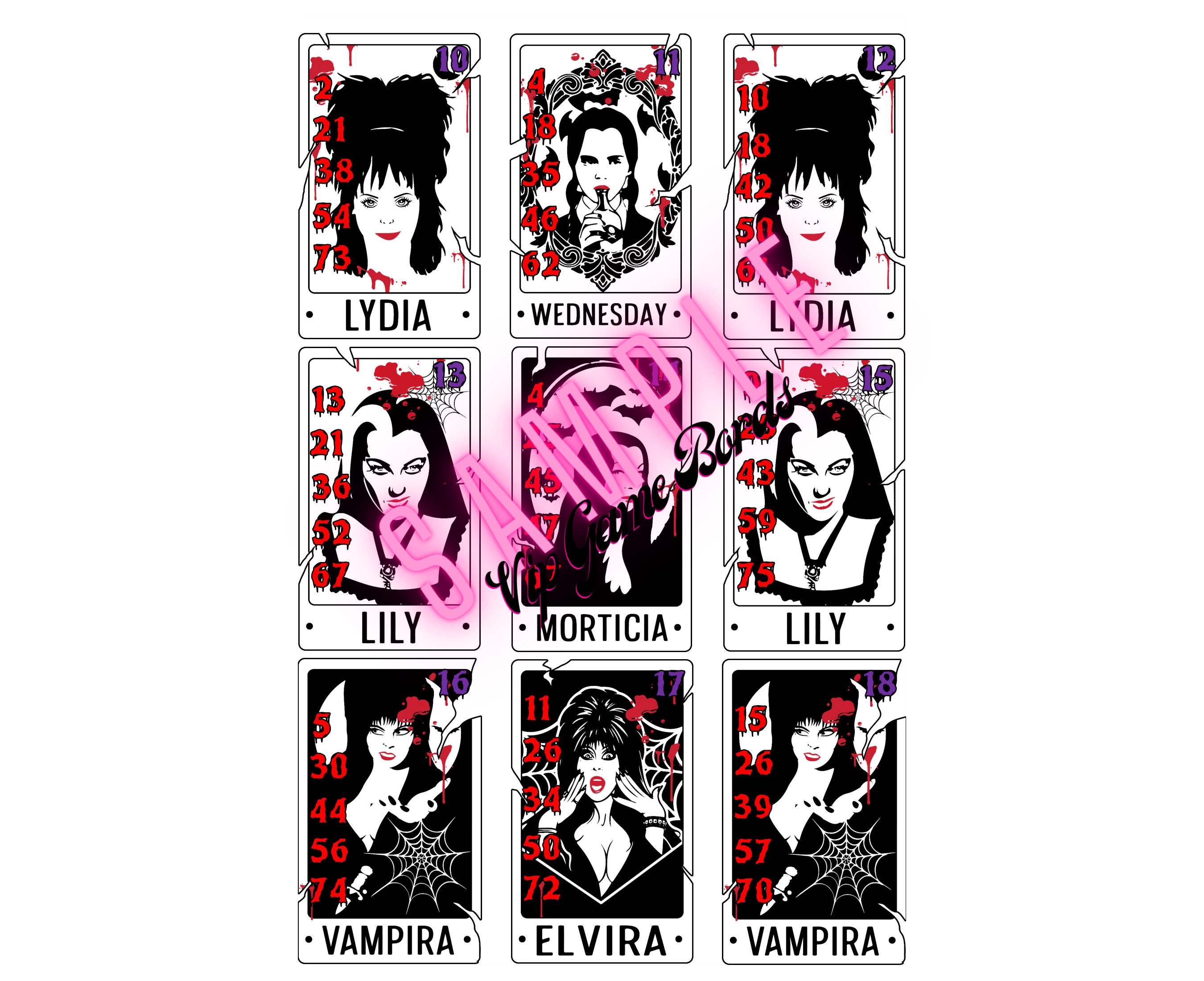 ADDAMS Family Inspired Houdini Holds, 25 Cards, 5 Balls per Card. 5 Pdf ...