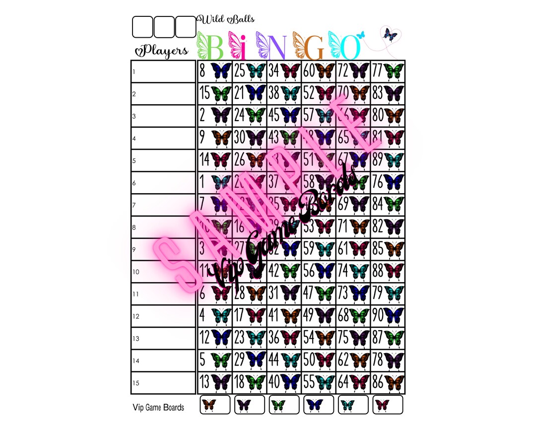 Rainbow Butterfly 3x's Wilds Rainbow Bingo, 15 Lines, 90 Balls - Etsy