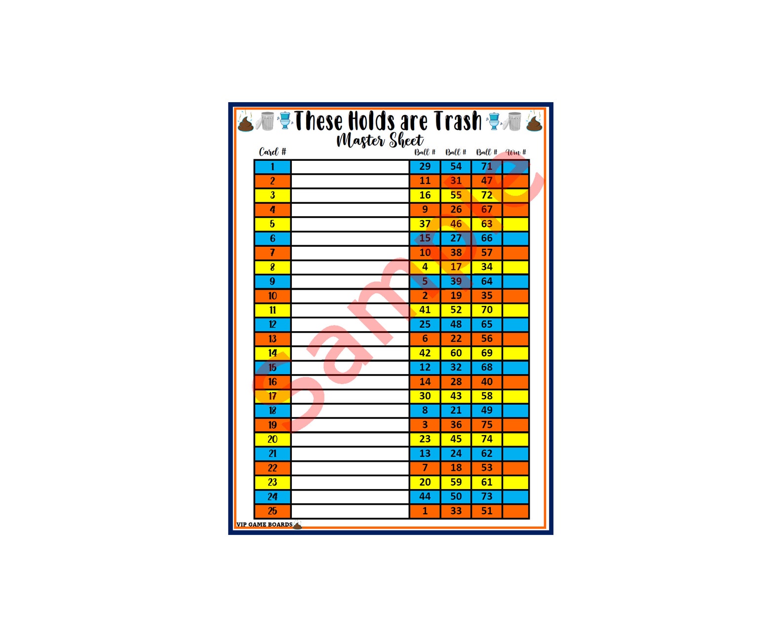 Holds Bingo These Cards Are Trash Theme. 25 Cards 3 Balls - Etsy