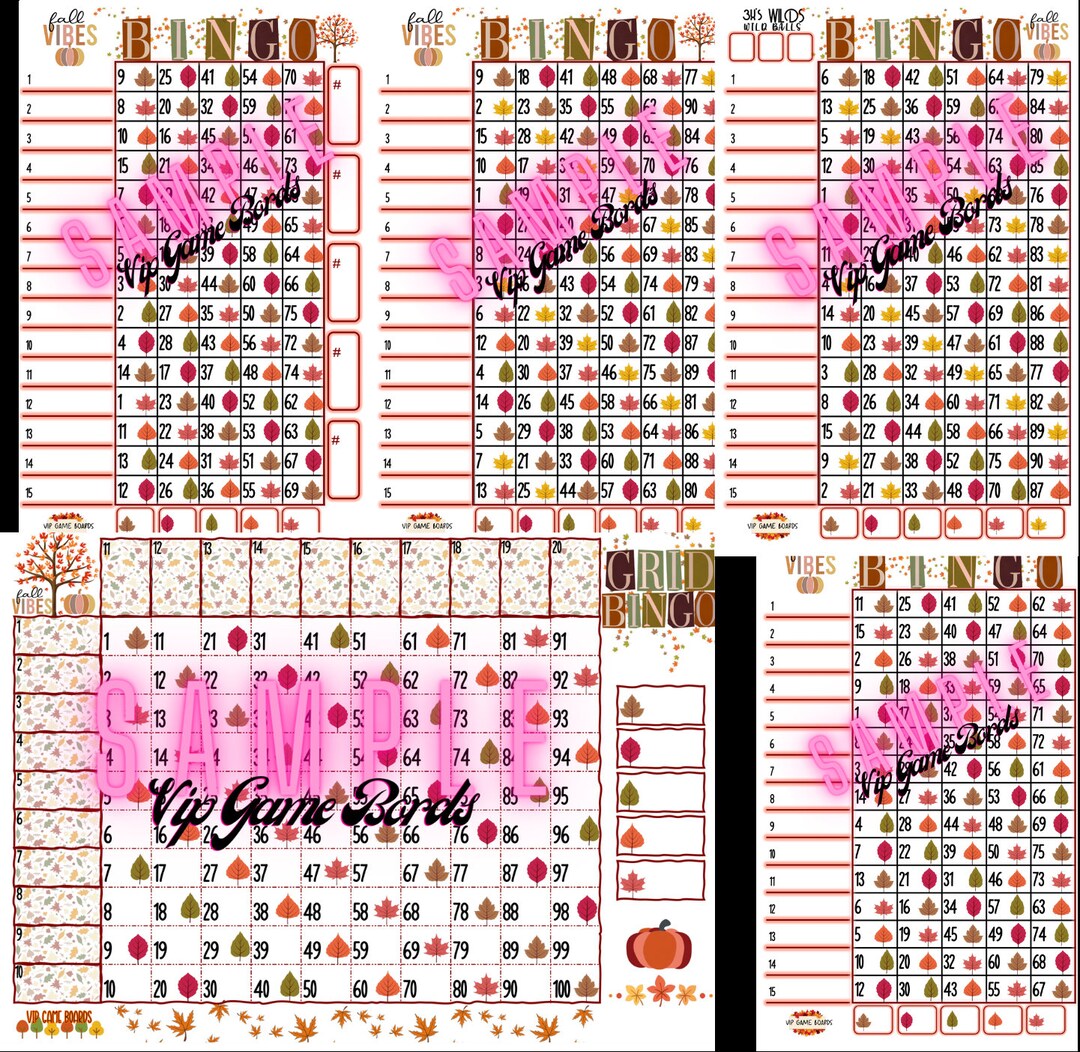 Fall Leaf Rainbow Emoji Bingo Board Bundle Value Pack,5 Board Styles ...
