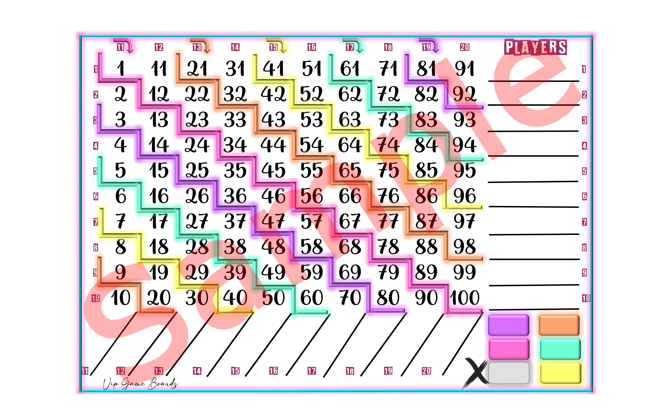 Neon Glow Grid Rainbow 100 Ball Bingo, Straight/blank - Etsy