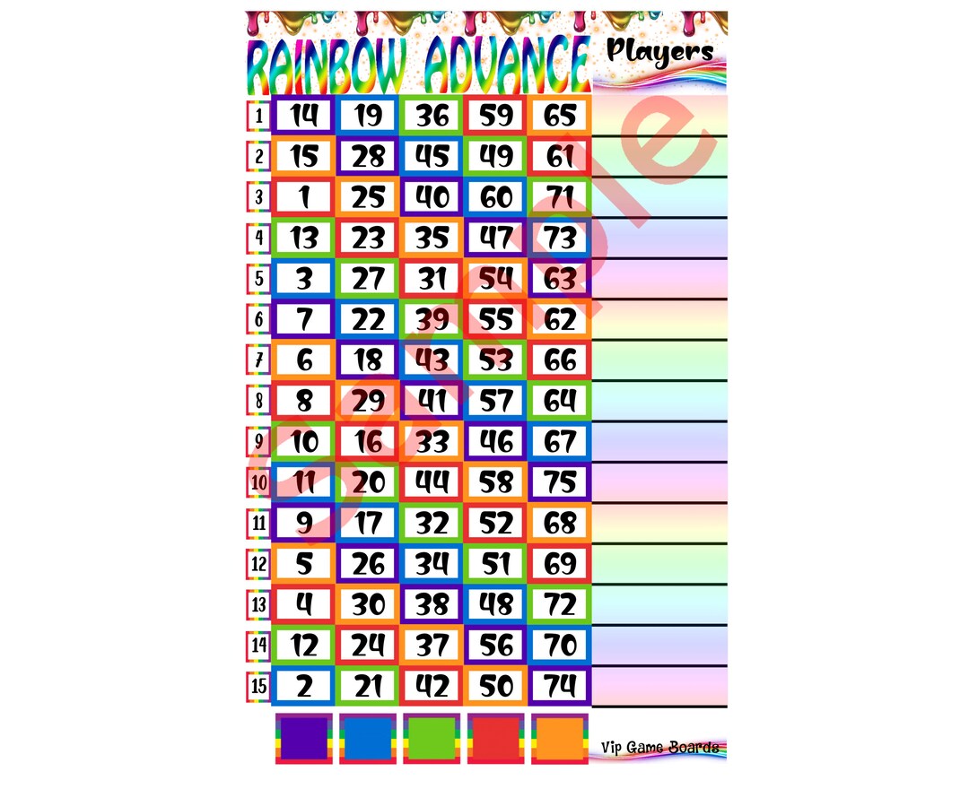 ADVANCE RAINBOW BINGO Bundle, Main Board, 3 Mini's Included, 15 Lines ...