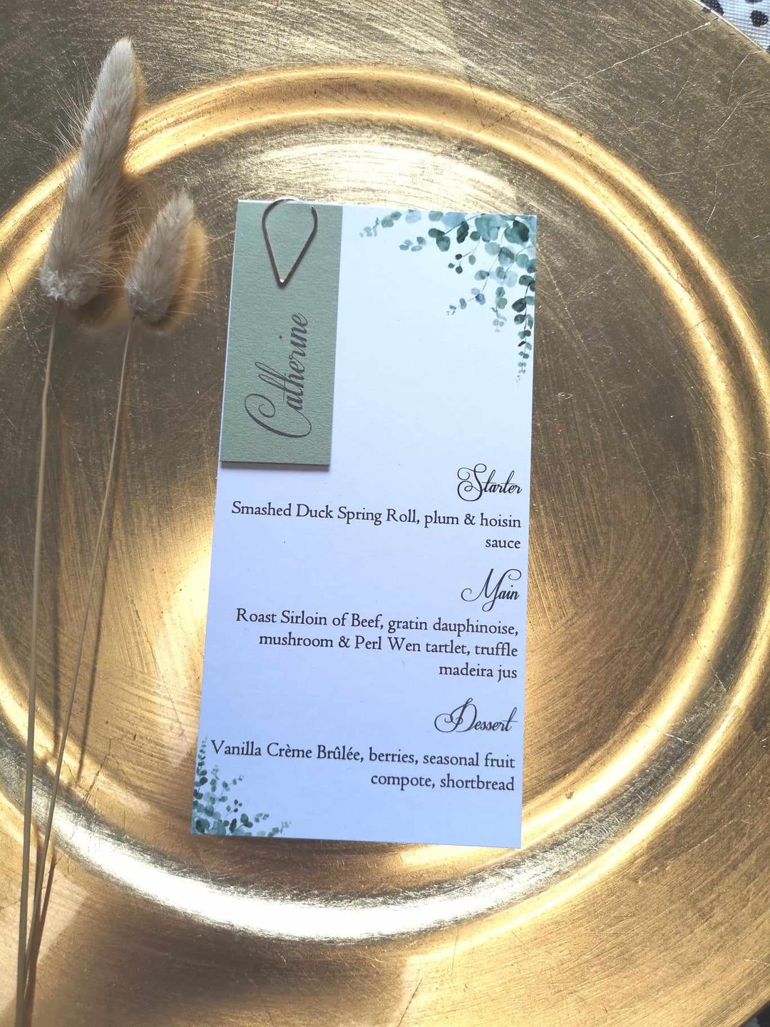 Eucalyptus Table Menus, Individual Guest Menus, Table Menus, Wedding ...