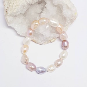 Multi-colour Freshwater Cultured Baroque Pearl Stretch Bracelet. Made ...