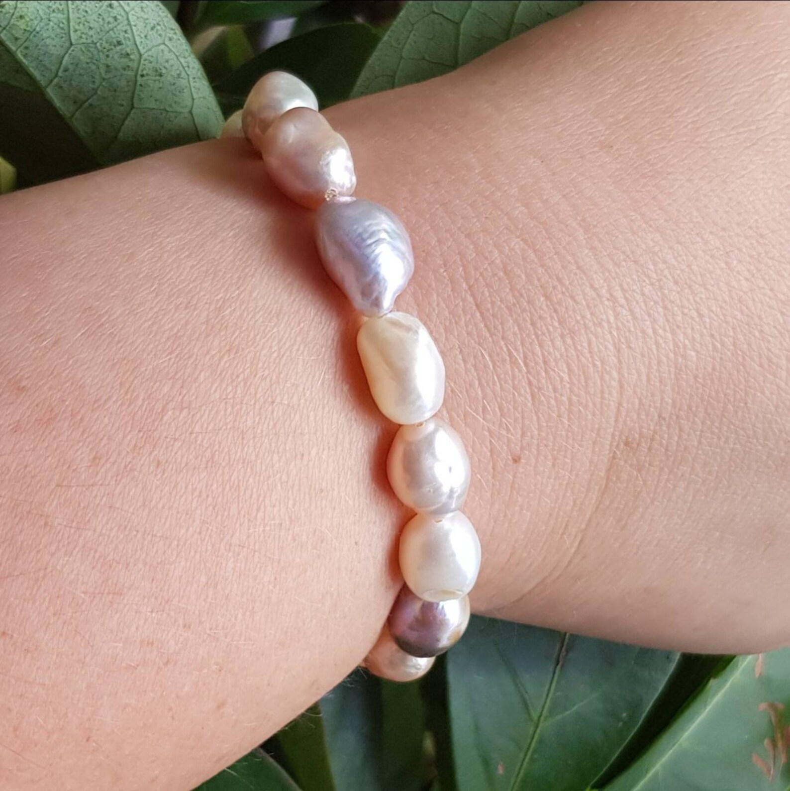Multi-colour Freshwater Cultured Baroque Pearl Stretch - Etsy UK