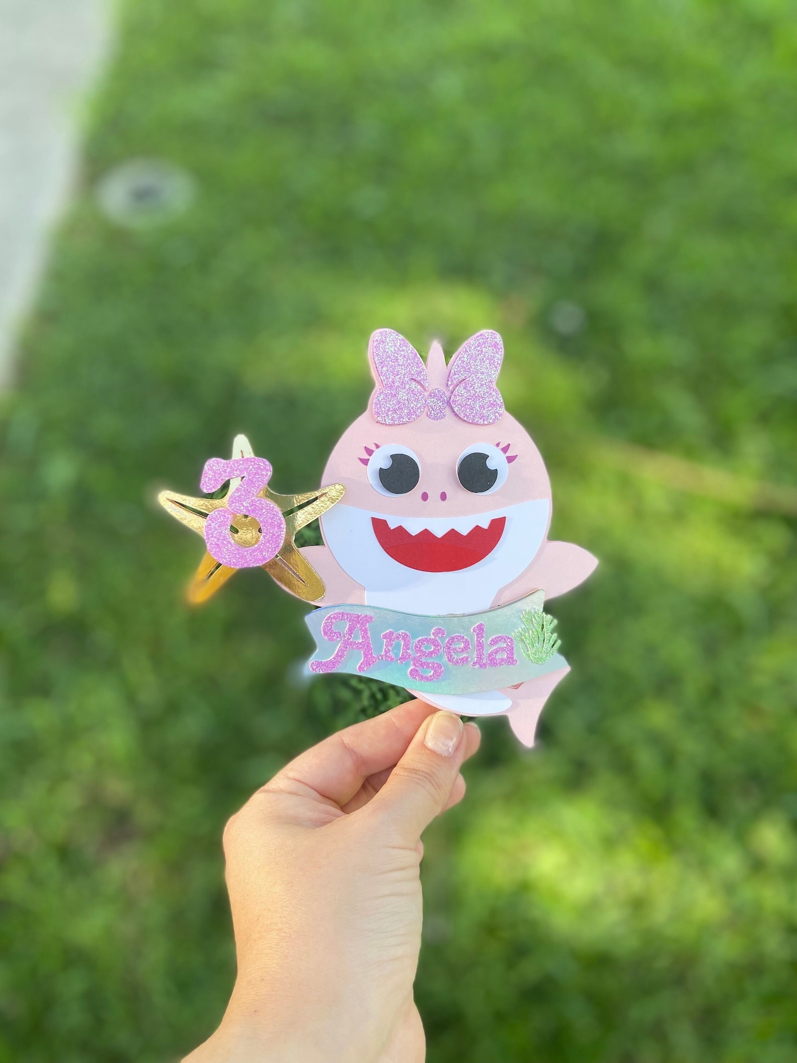 Baby Shark Cake Topper, Baby Shark Cake Topper Girl, Personalized Baby ...