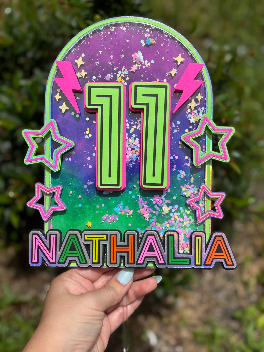 Neon Party Cake Topper, Neon Cake Topper, Neon Shaker Topper - Etsy