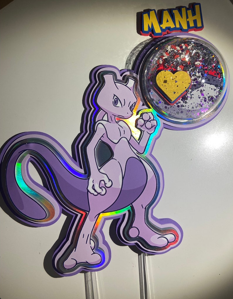Mewtwo Cake Topper| Pokémon Cake Topper| Mewtwo Cake| Mewtwo Shaker ...