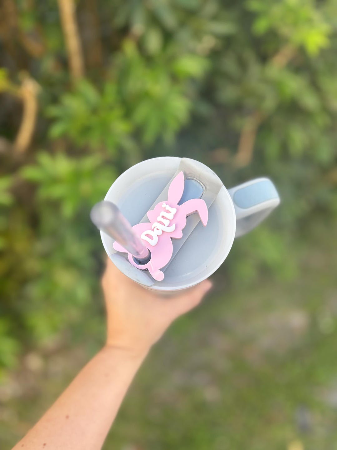 Easter Stanley Name Plate, Bunny Stanley Name Tag, Easter Bunny Acrylic ...