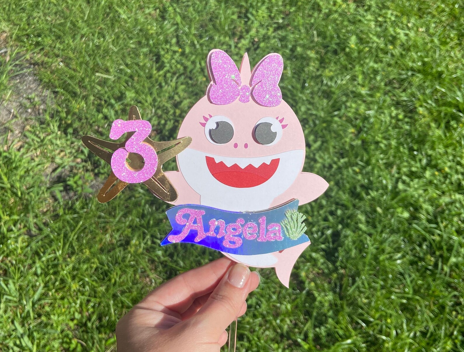 Baby Shark Cake Topper, Baby Shark Cake Topper Girl, Personalized Baby ...